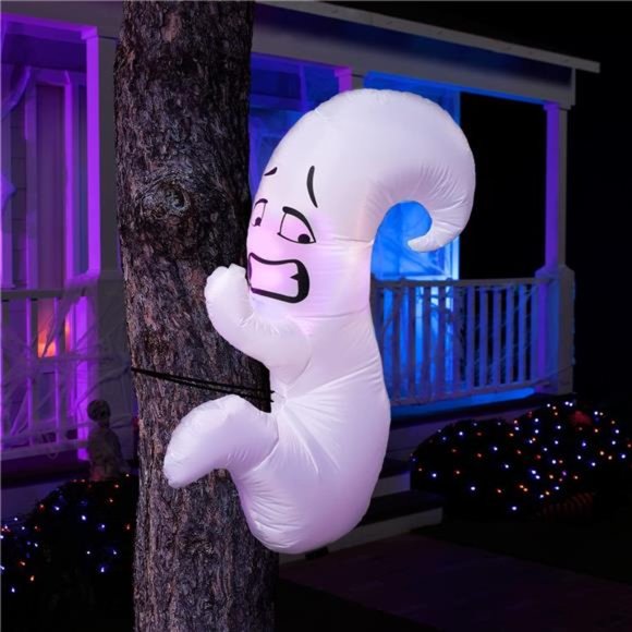 Holiday | 4 Ft Tall Halloween Inflatable Ghost Hugging Tree With ...
